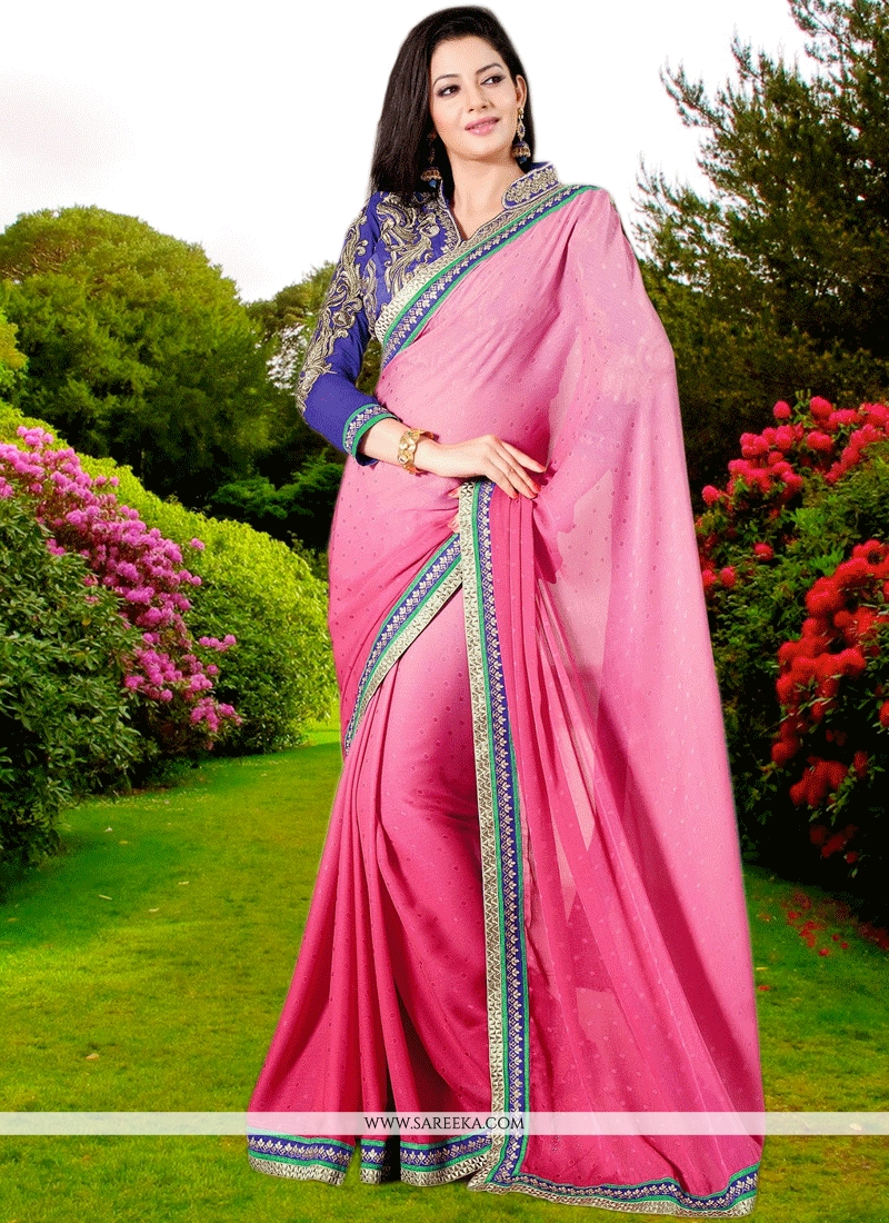 Buy Embroidered Work Pink Shaded Saree Online : Germany