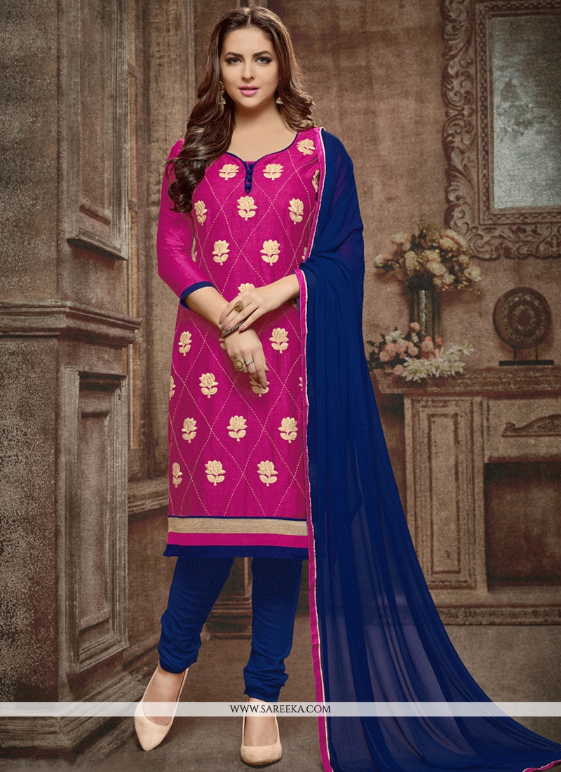 Buy Cotton Rani Lace Work Churidar Designer Suit Online : 66323