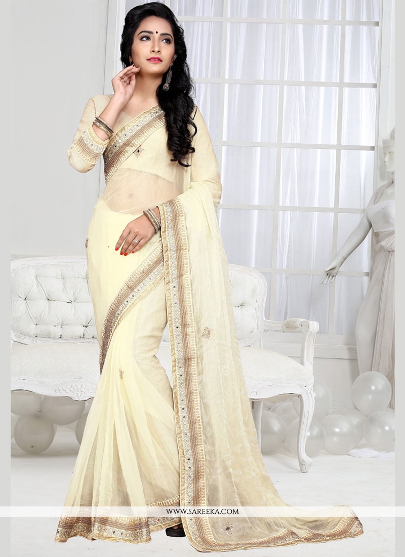 Buy Shimmer Georgette Off White Designer Saree Online : South Africa Buy Shimmer Georgette Off White Designer Saree Online : South Africa