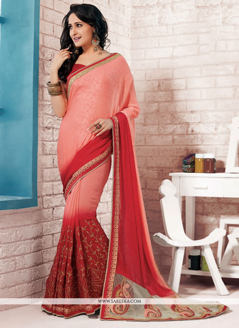 Buy Georgette Pink Designer Saree Online : UAE