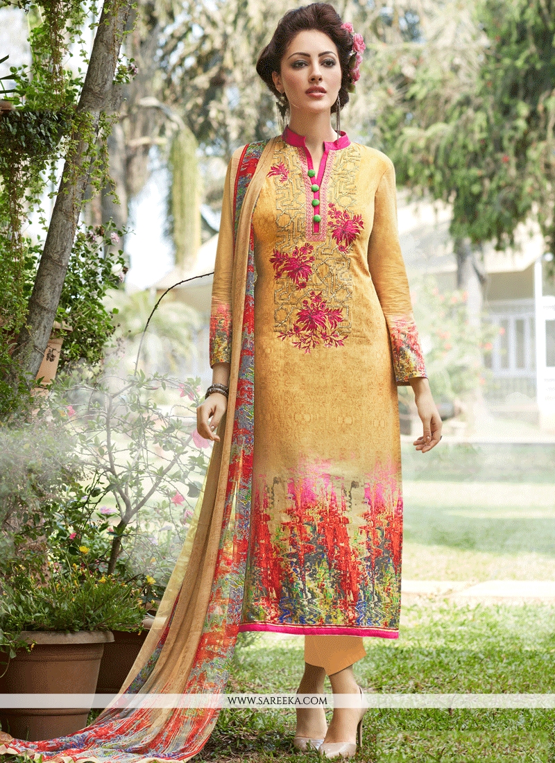 Buy Print Work Cotton Multi Colour Pant Style Suit : 63779