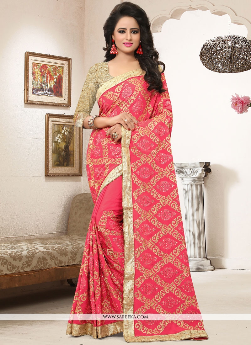 Buy Faux Crepe Classic Saree Online : Indian Ethnic Wear