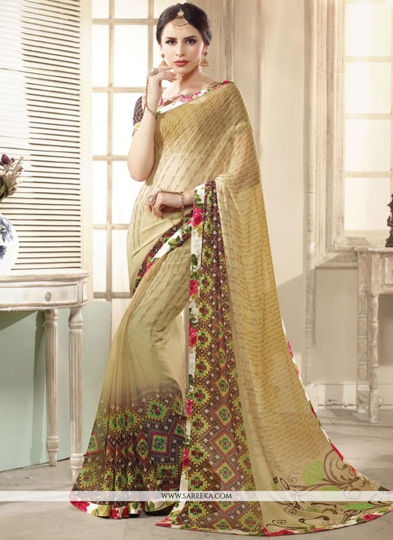 Buy Georgette Print Work Casual Saree Online : Canada