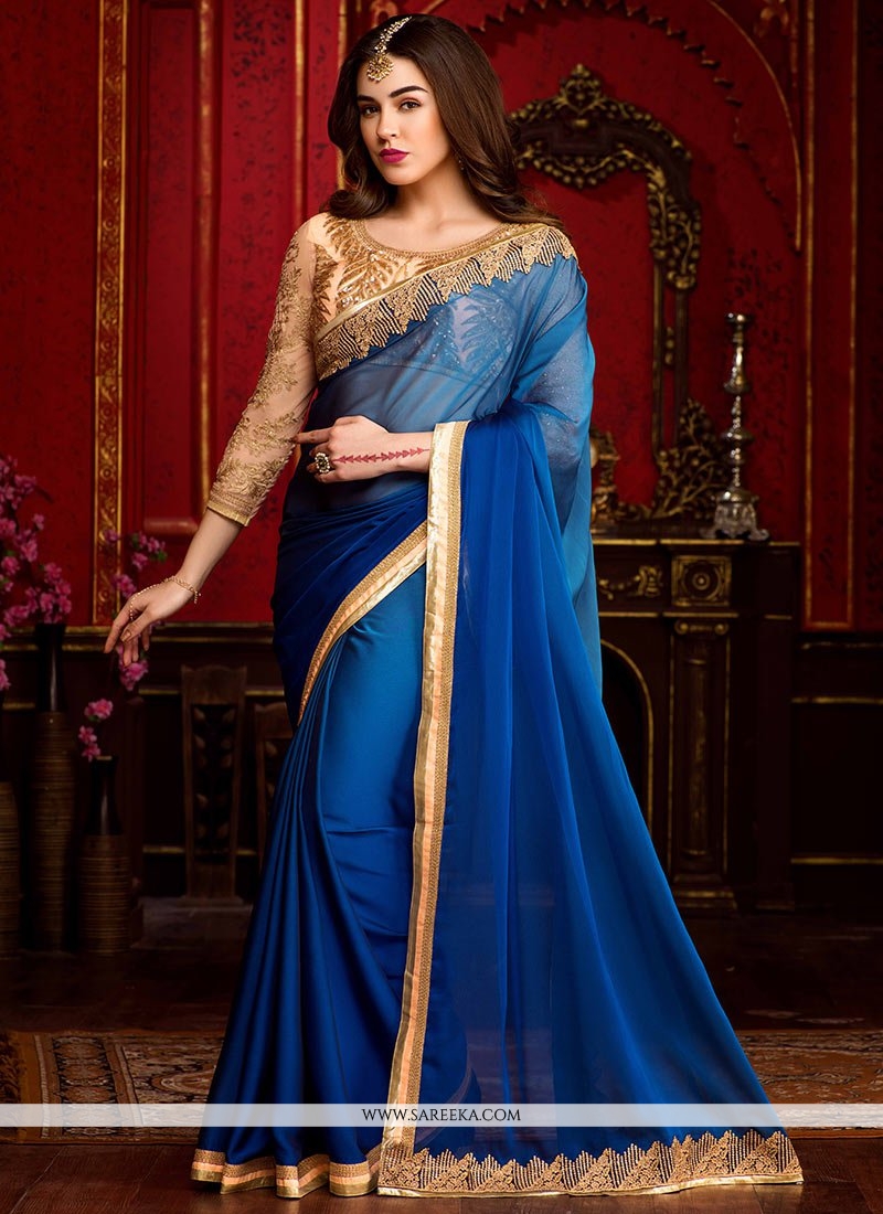 Shop Blue Shaded Saree Online : 56809