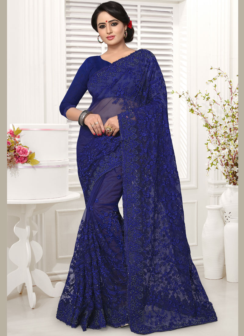 Buy Online Blue Party Designer Saree : 94964