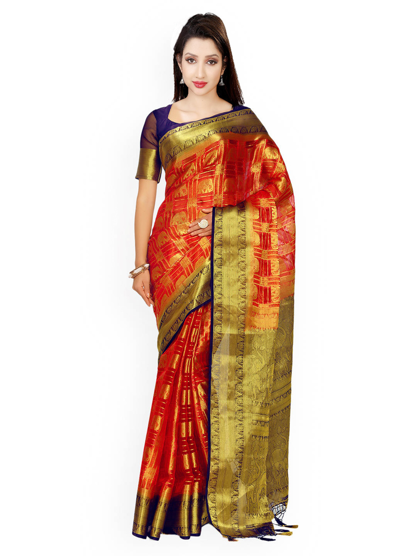Buy Brown and Rust Classic Saree Online : 86218