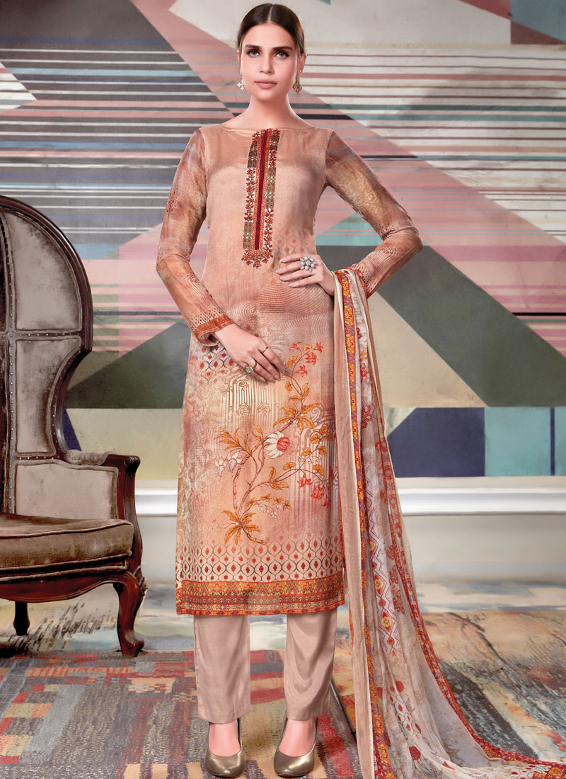 Buy Faux Georgette Multi Colour Designer Pakistani Suit : 88919