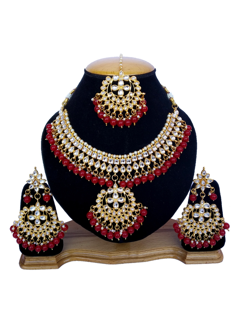 Buy Gold and Red Necklace Set Online