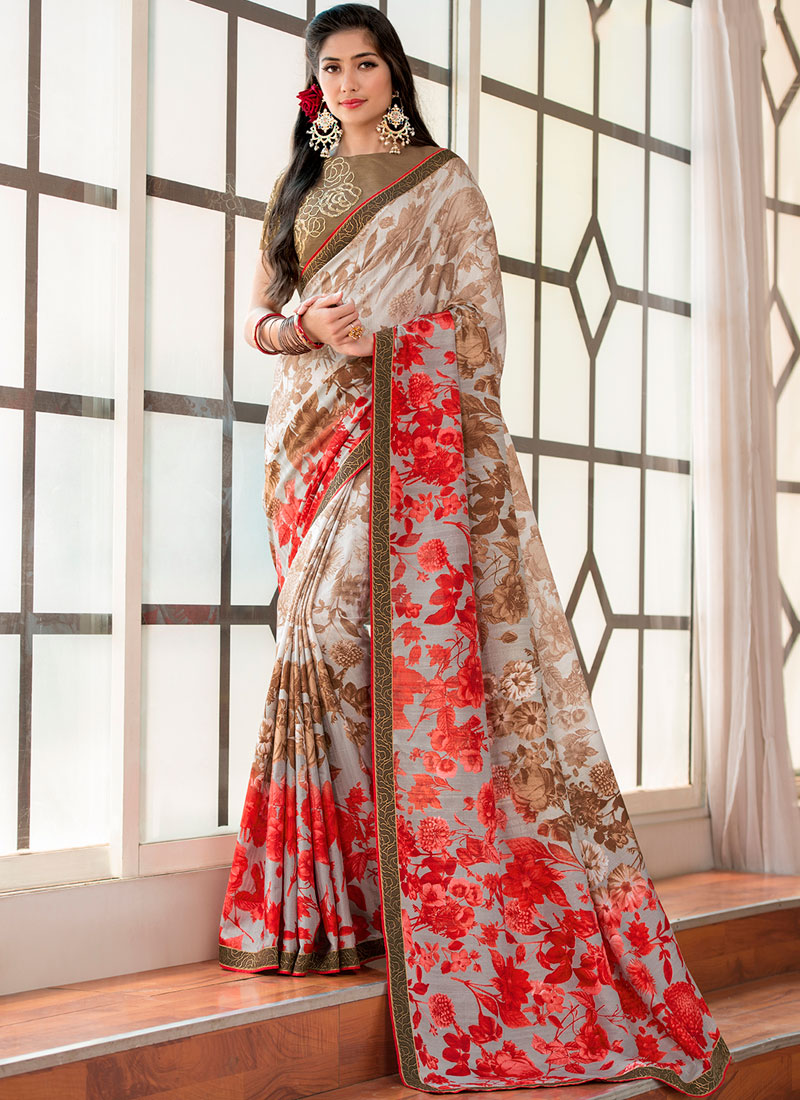 Buy Online Multi Colour Printed Saree : 92233