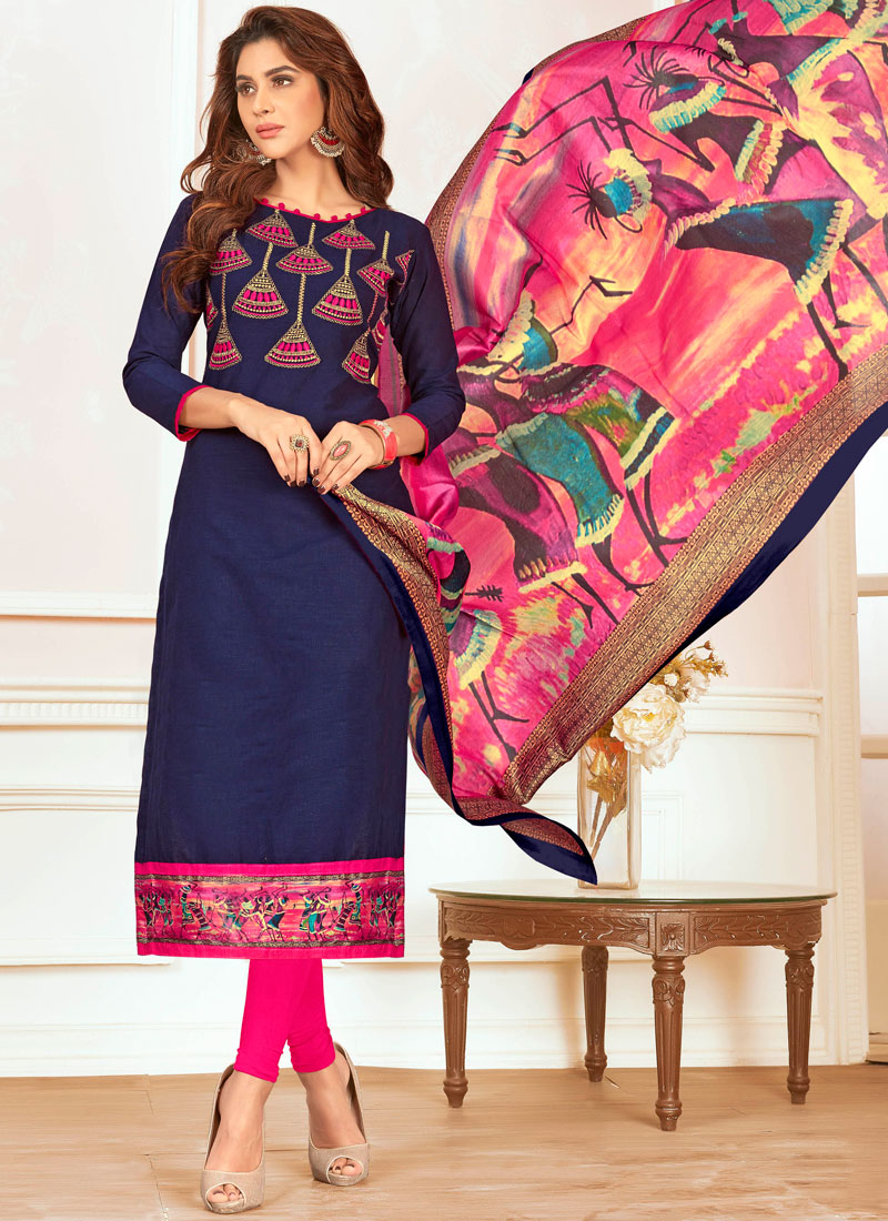 Buy Navy Blue Churidar Suit Online
