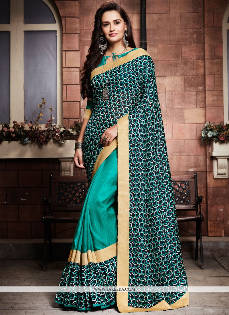 Buy Online Printed Work Work Silk Casual Saree : 74481