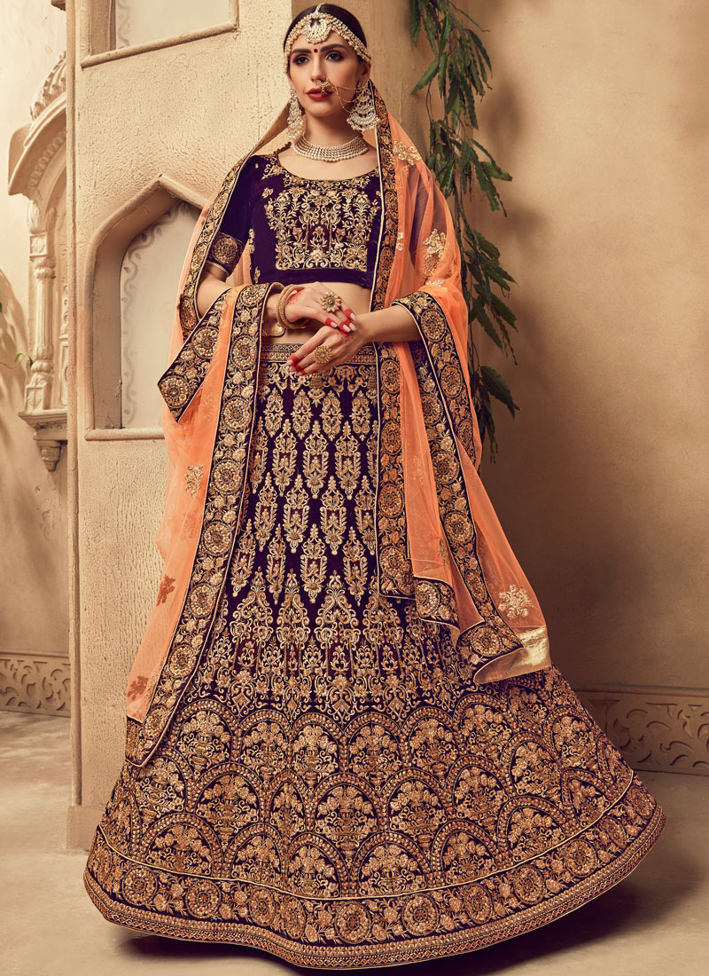 Shop Purple Fancy Fabric Designer Lehenga Choli Online : 96885