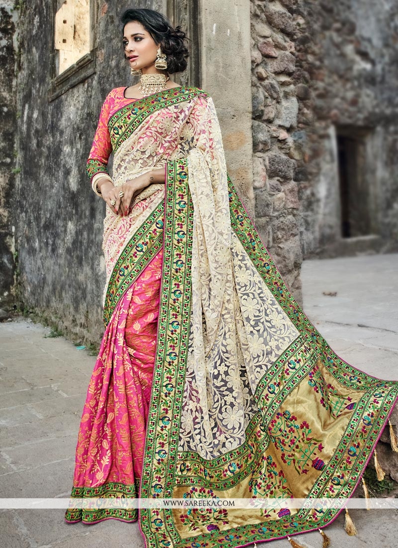 Resham Work Half N Half Designer Saree buy online