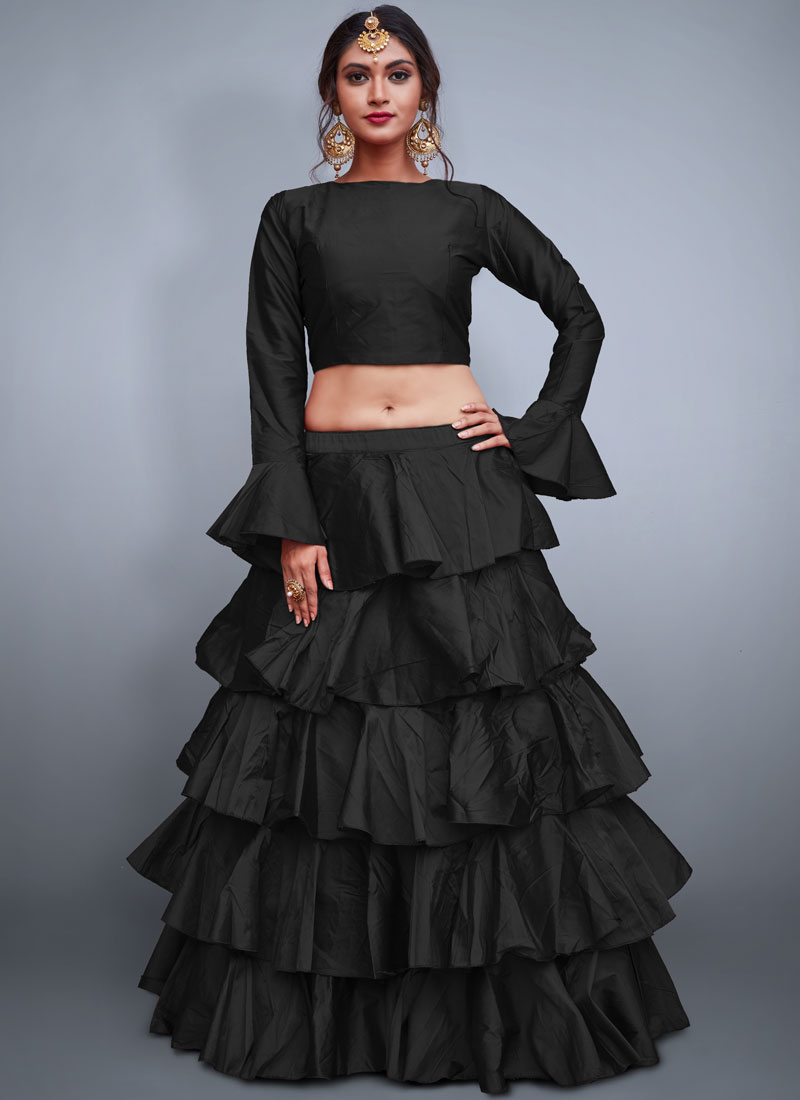 Shop Tafeta Silk Plain Readymade Lehenga Choli Online : 94621