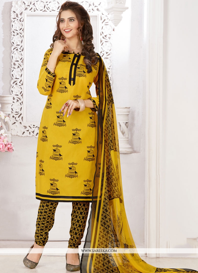 Buy Yellow Cotton Churidar Suit : 74160