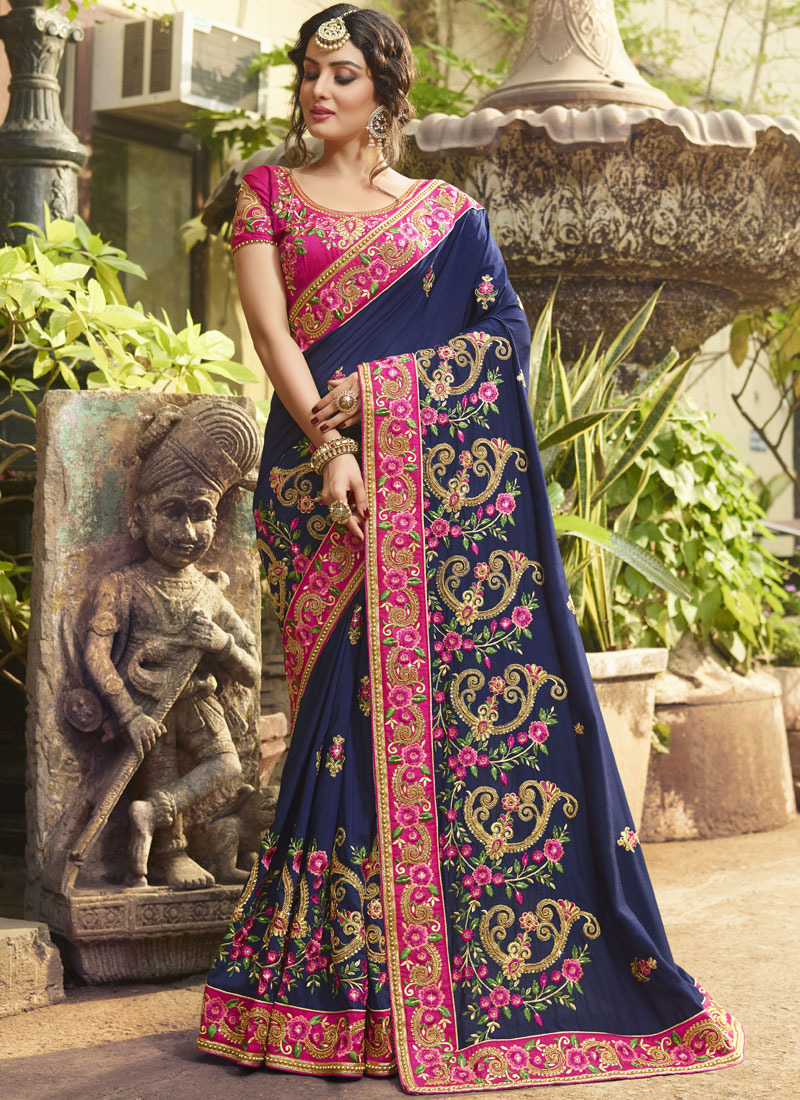 Buy Online Blue Designer Traditional Saree : 73715