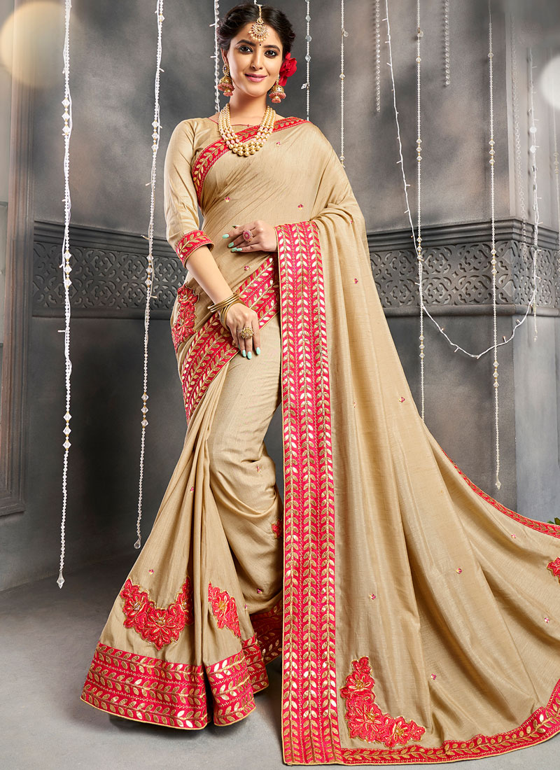 Shop Online Chanderi Embroidered Designer Saree : 136859