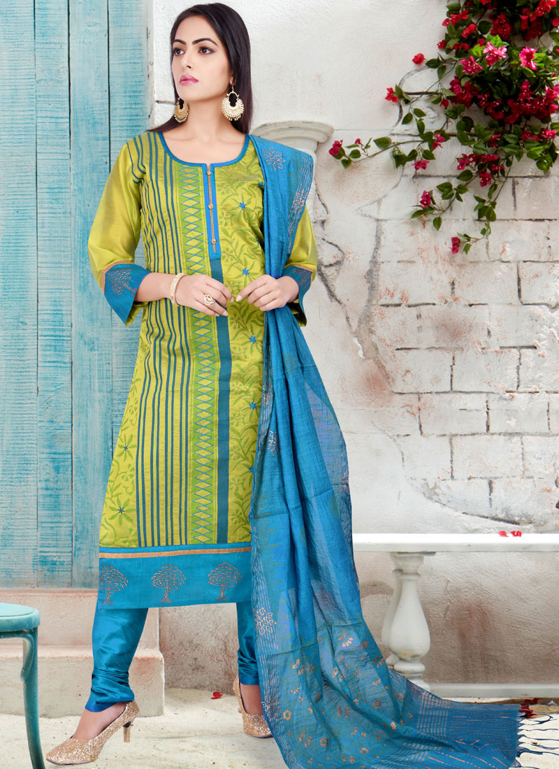 Shop Online Chanderi Print Readymade Suit : 97550