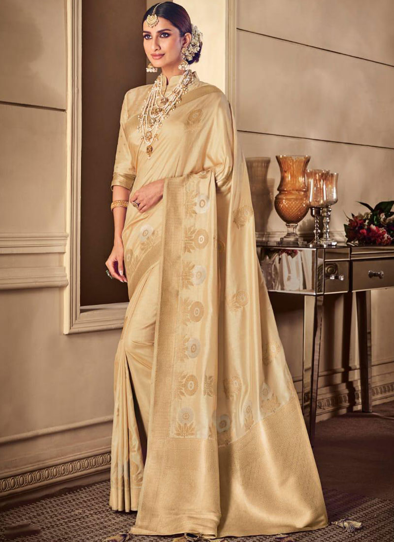 Buy Online Cream Party Classic Saree : 131149