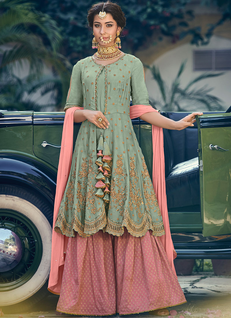 Embroidered Georgette Designer Palazzo Suit buy online