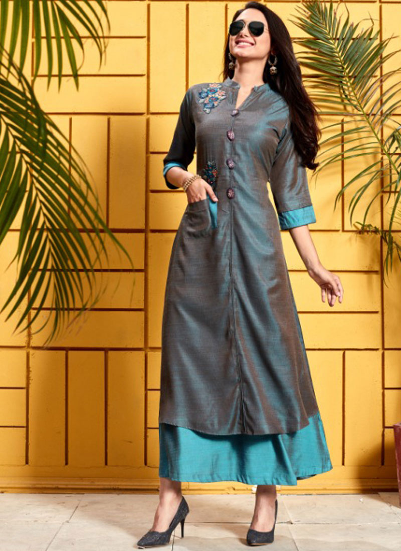 Shop Online Embroidered Party Wear Kurti : 112514