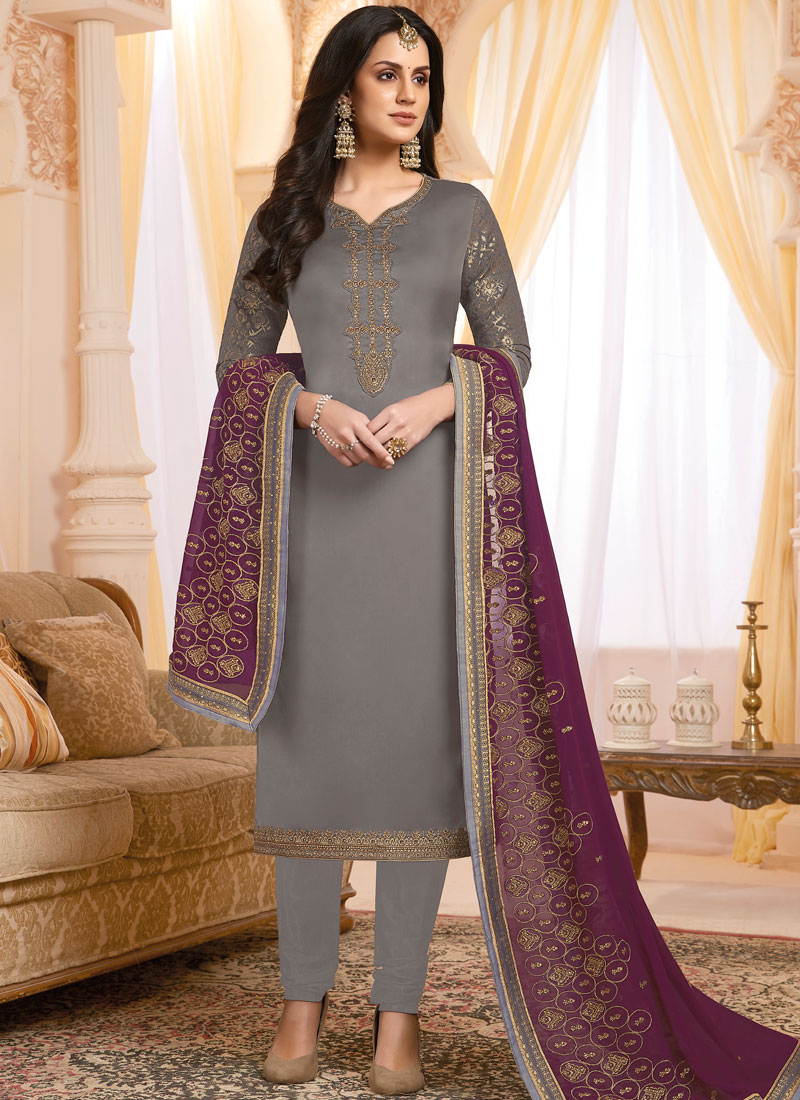 Shop Online Georgette Satin Mehndi Designer Salwar Suit : 115730