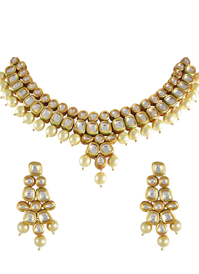 Buy Online Gold Color Necklace Set : 119153