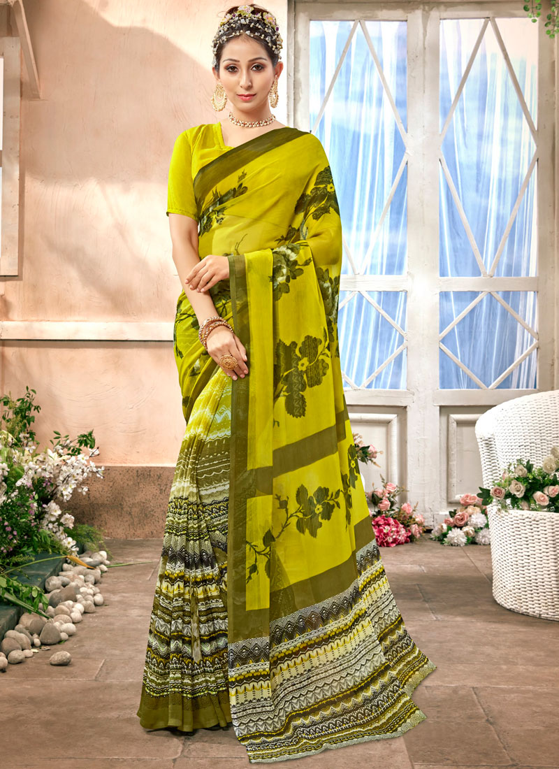 Buy Green Color Casual Saree Online : 120624