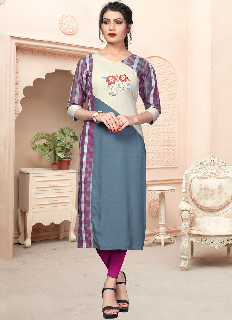 Buy Online Grey Color Party Wear Kurti : 135678