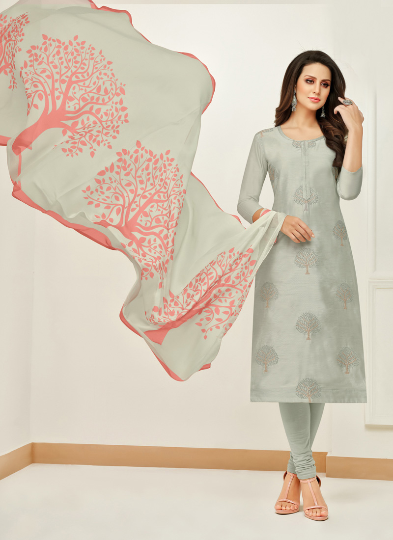 Buy Grey Pure Chiffon Designer Dupatta Online : 105379