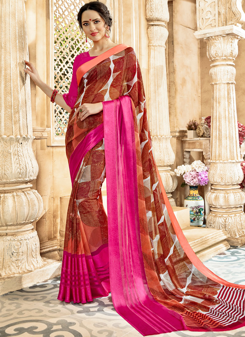 Shop Online Multi Colour Abstract Print Printed Saree : 114821