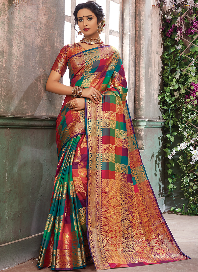 Buy Online Multi Colour Party Designer Traditional Saree : 138154