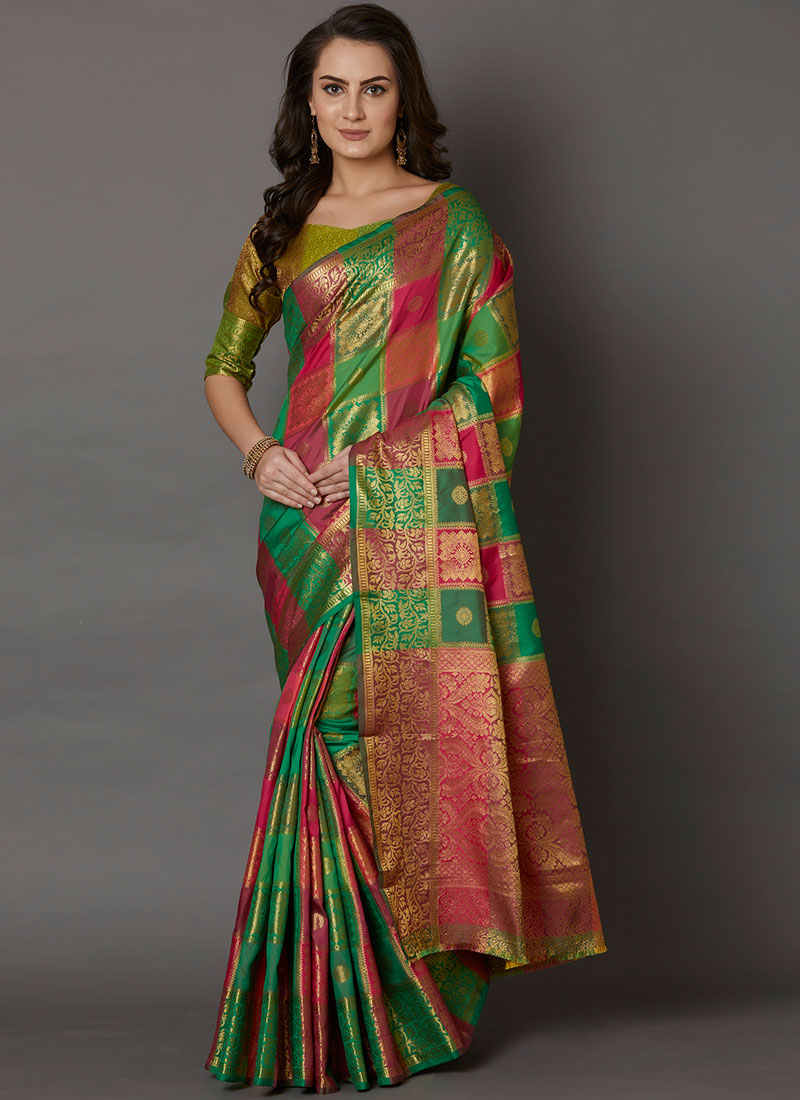 Buy Multi Colour Silk Saree Online : 134969