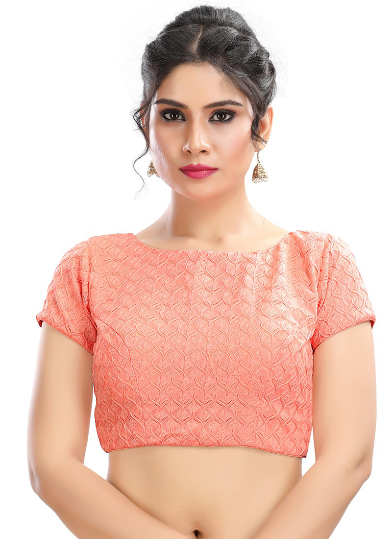 Buy Peach Net Designer Blouse Online : 128123