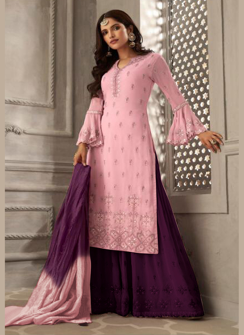 Shop Online Pink Color Designer Palazzo Suit : 133339