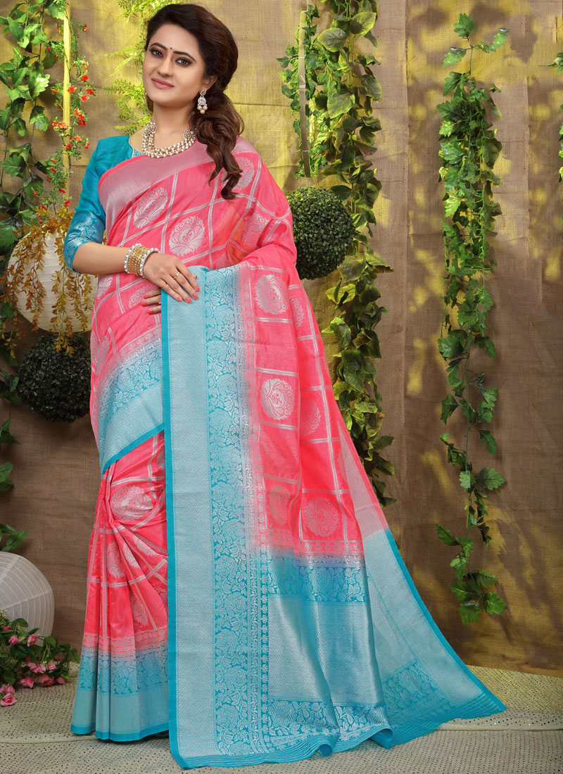 Shop Online Pink Fancy Fabric Designer Traditional Saree : 110446