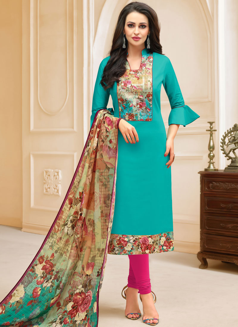 Buy Print Blue Churidar Suit Online : 100992 - Casual Salwar Suits