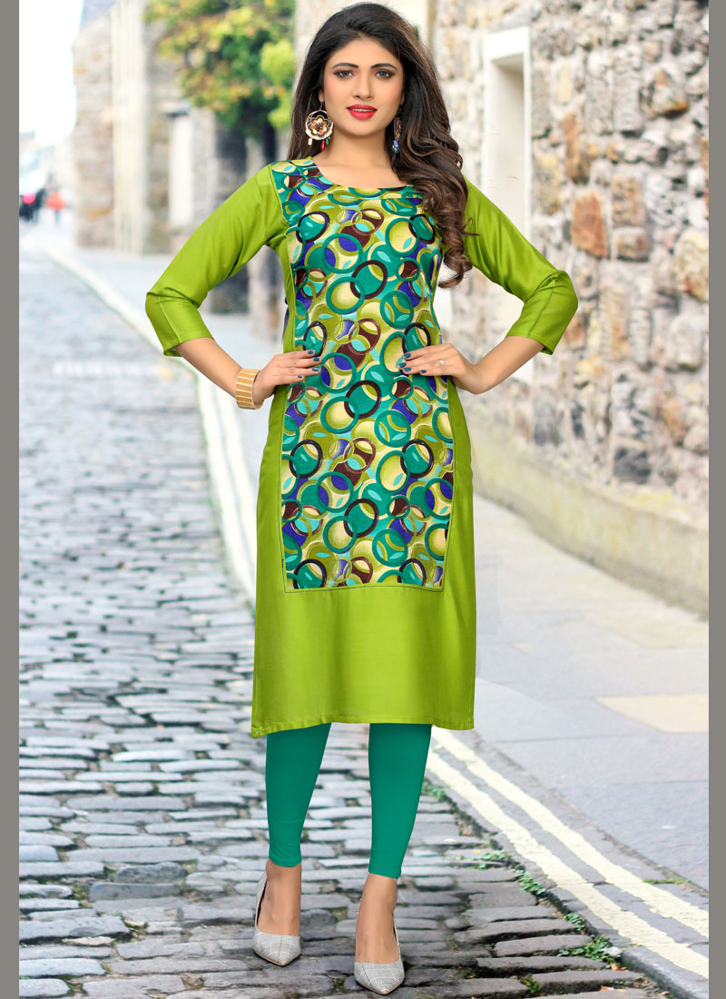 Buy Online Print Green Casual Kurti : 115016