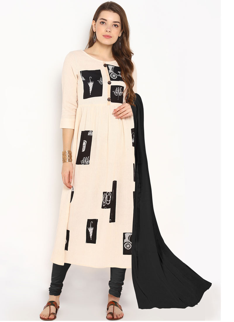 Rayon Cream Readymade Suit buy online