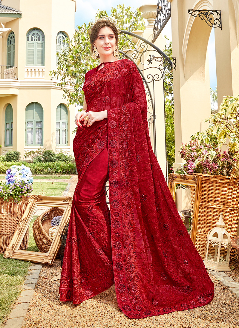 Buy Red Ceremonial Classic Saree Online : 113975