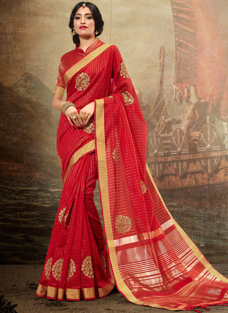 Buy Red Festival Trendy Saree Online : 120844