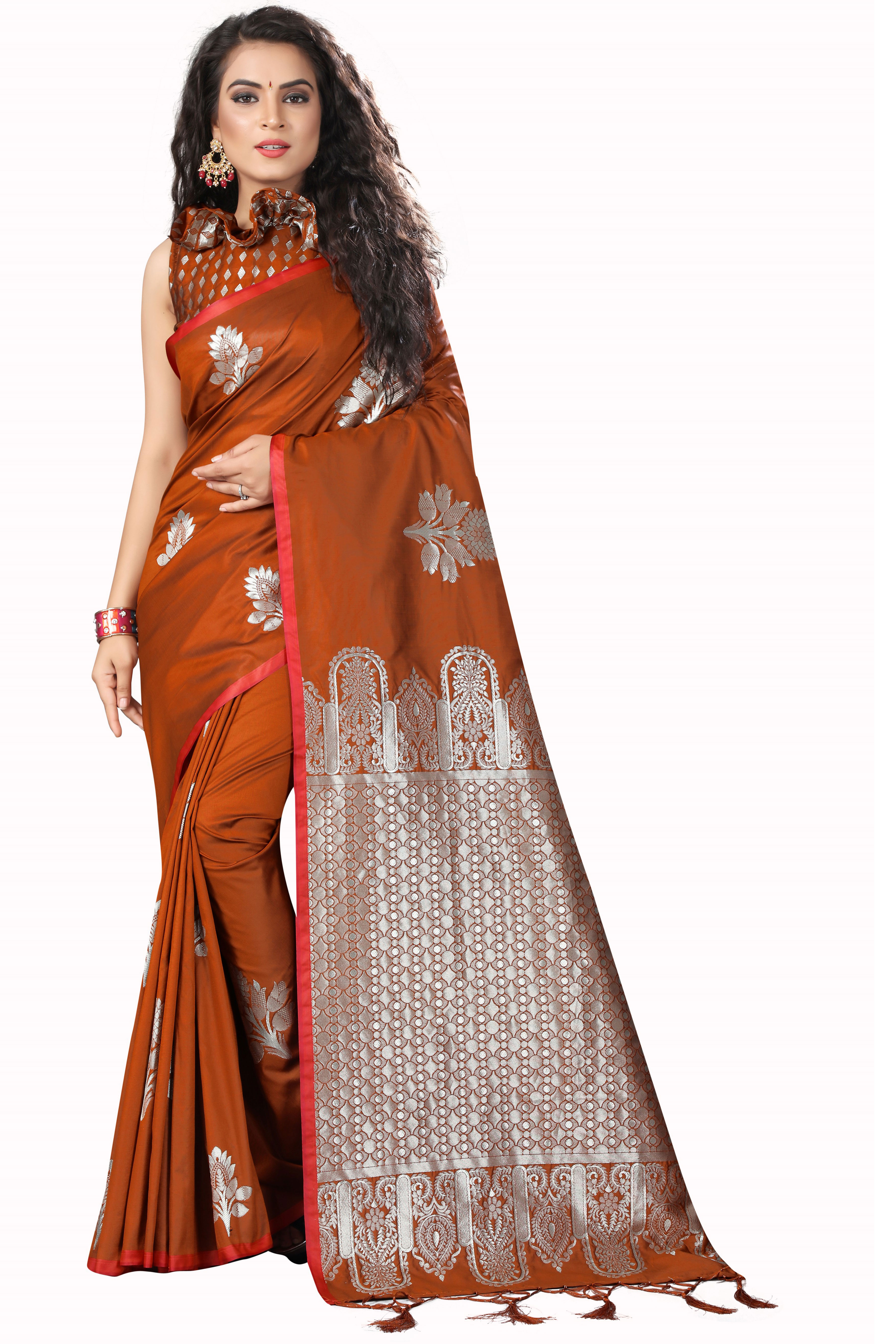 Buy Rust Festival Designer Traditional Saree Online : 103246
