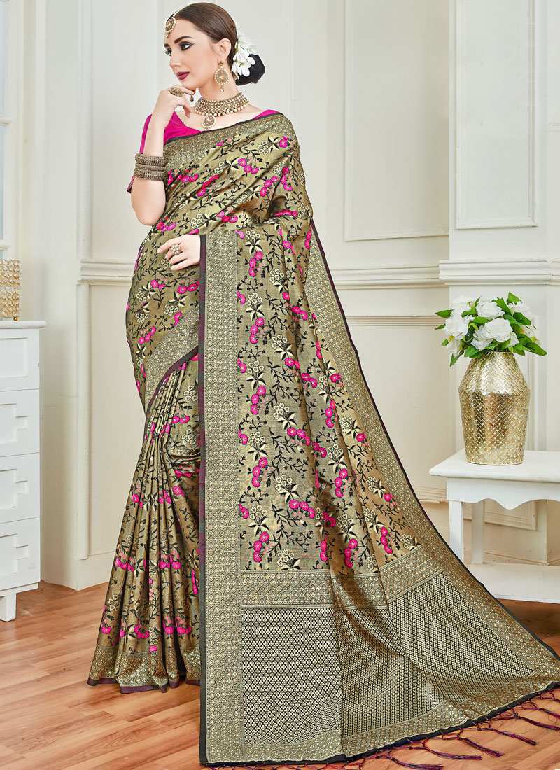 Shop Saree Weaving Art Silk in Sea Green Online : 137304
