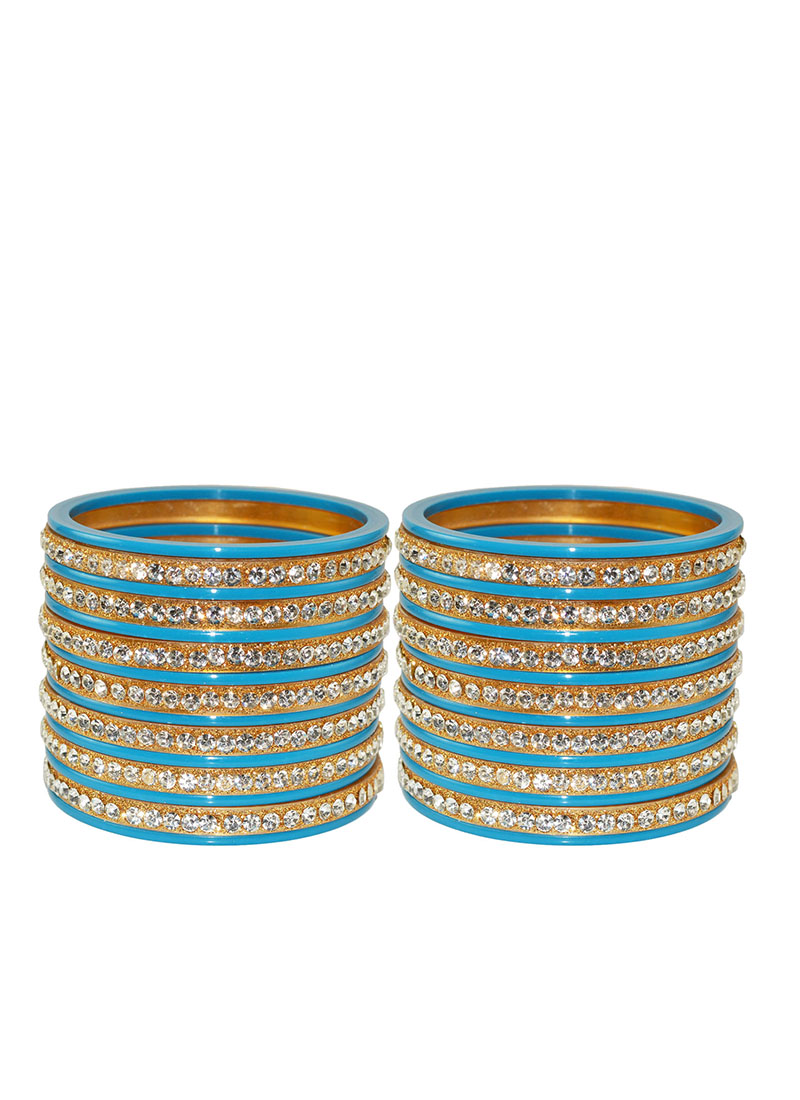 Buy Online Stone Work Firozi Bangles : 122721