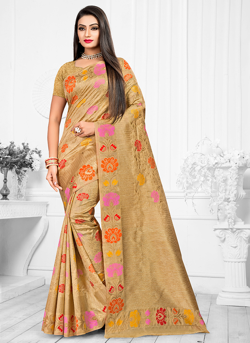 Buy Traditional Saree Weaving Art Silk in Beige Online : 130078