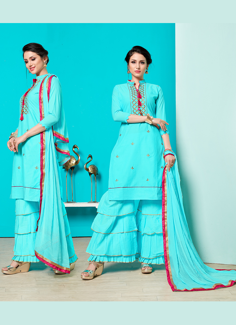 Shop Online Turquoise Designer Pakistani Suit : 104870