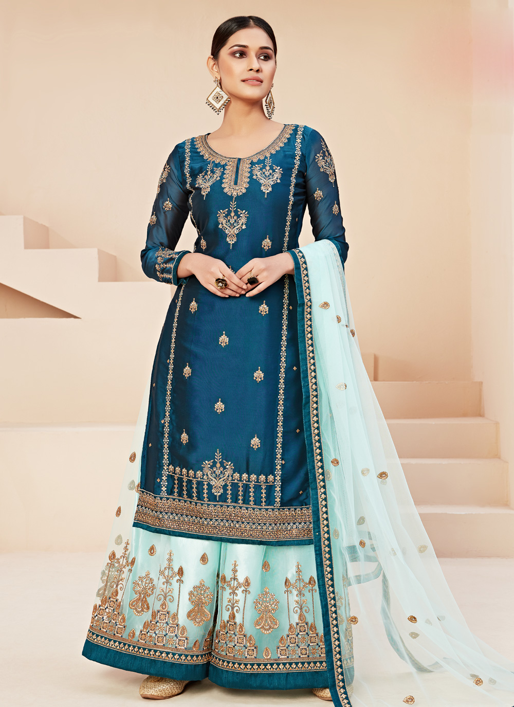 Shop Online Blue Rangoli Trendy Salwar Suit : 162467