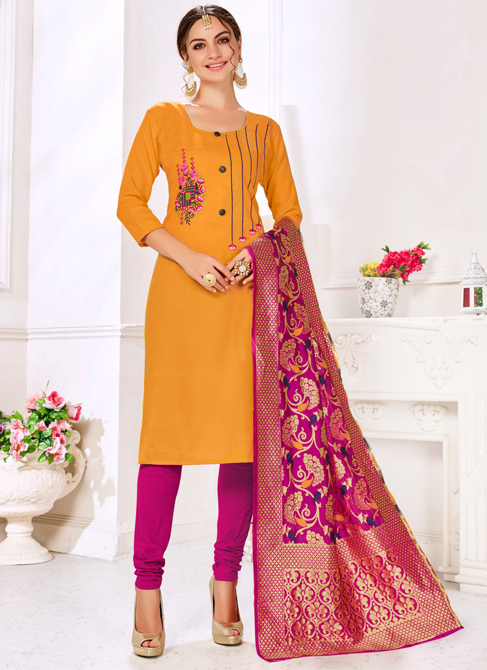 Shop Online Cotton Embroidered Salwar Suit : 158571