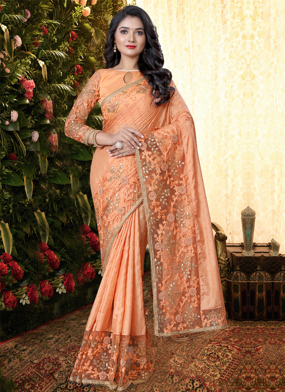Shop Online Embroidered Silk Trendy Saree : 164694