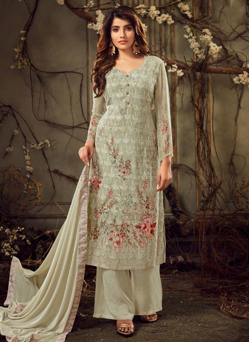 Buy Online Georgette Embroidered Designer Suit : 146042